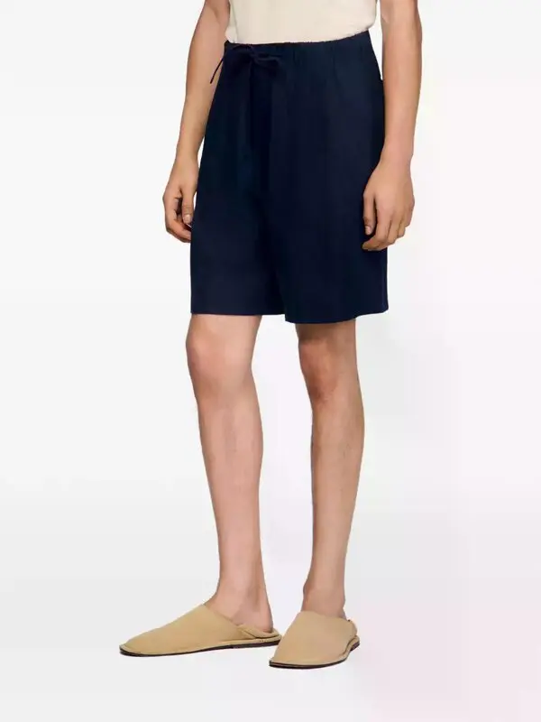 Sandro Elastic Waist Linen Shorts - Blue