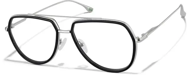 Zenni Vintage Aviator Full Rim Frame - Black And Silver