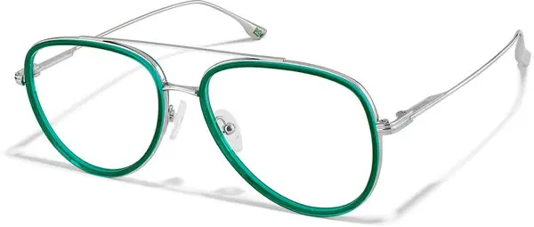 Zenni Vintage Aviator Full Rim Frame - Green And Silver