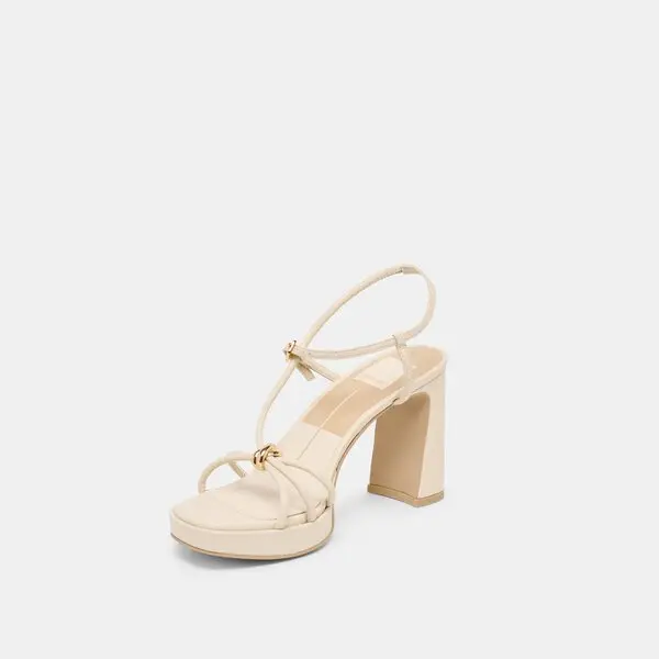 DOLCEVITA Odete Platform Block Heel Sandal - Creme Leather