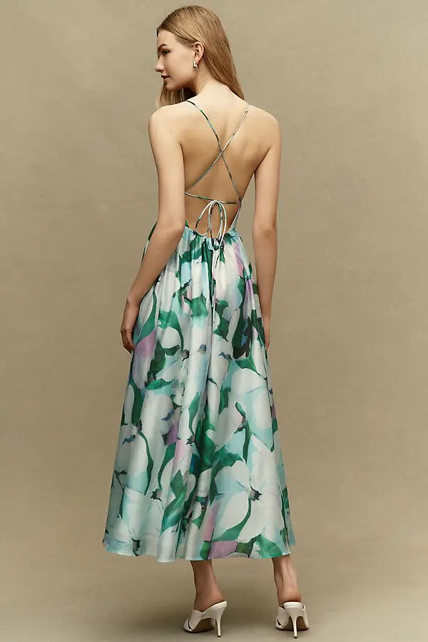 Bardot Arletha Halter Maxi Dress - Green Pattern