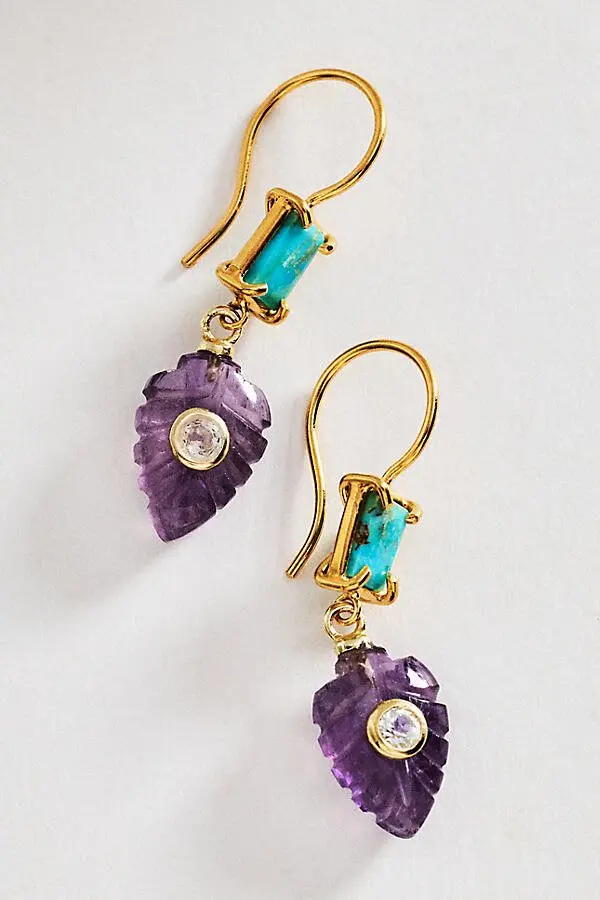 Chan Luu Fern Drop Earrings - Amethyst