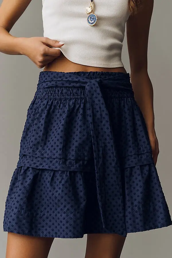 THE SOMERSET COLLECTION BY ANTHROPOLOGIE Tiered Mini Skirt - Navy
