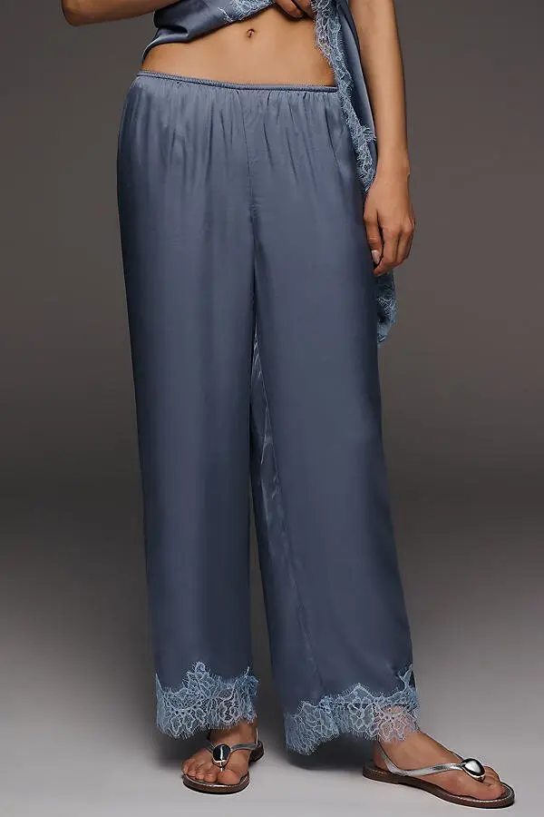 LYREBIRD Heirloom Lace Wide-leg Pants - Blue/grey