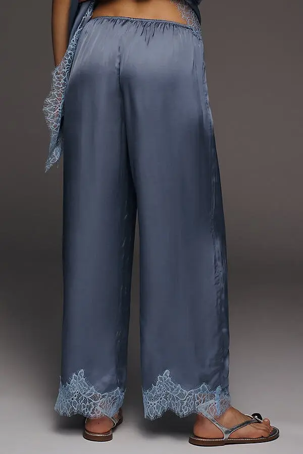 LYREBIRD Heirloom Lace Wide-leg Pants - Blue/grey