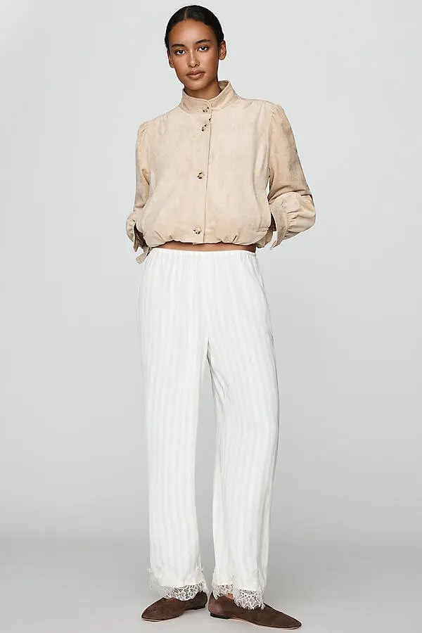 LYREBIRD Heirloom Lace Wide-leg Pants - Green Pattern