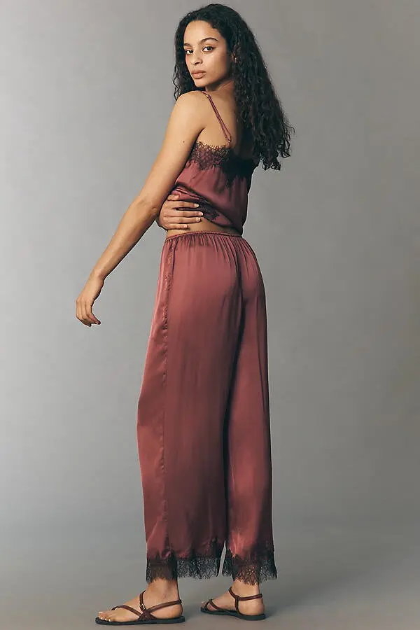 LYREBIRD Heirloom Lace Wide-leg Pants - Rouge