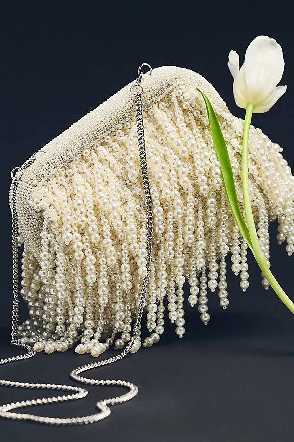 Anthropologie Remi Fringe Clutch - White