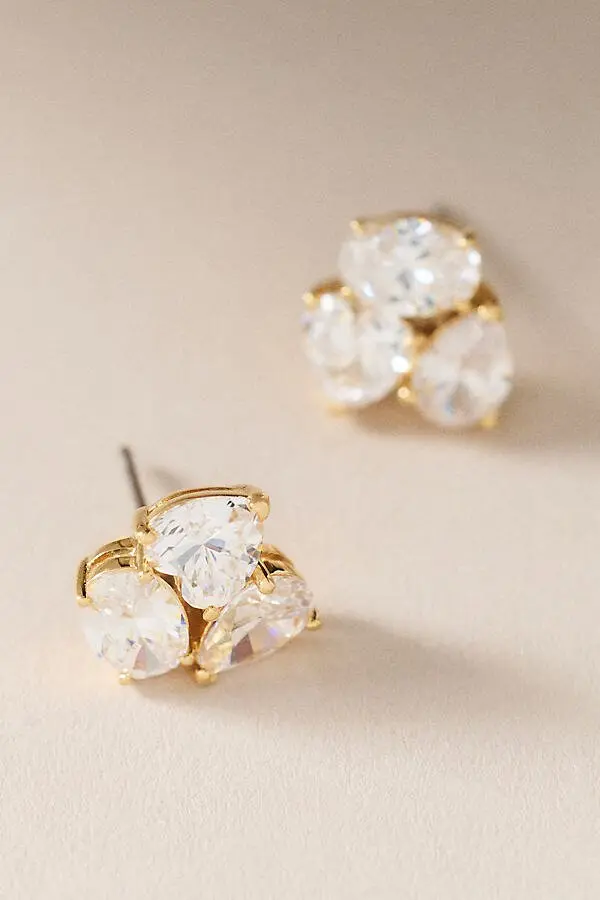 Nadri Real Love Crystal Stud Earrings - Gold