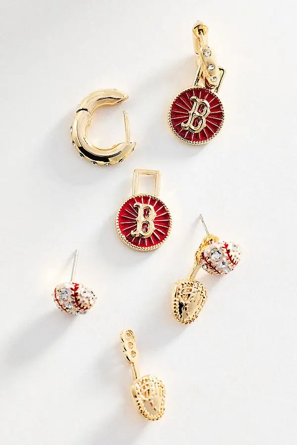 Baublebar Baseball Icons Hoop Earring Set - Boston Red Sox