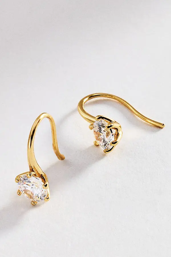 Anthropologie Crystal French Hook Earrings - Gold