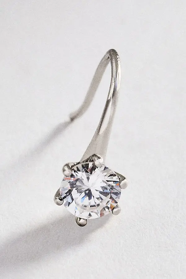 Anthropologie Crystal French Hook Earrings - Silver
