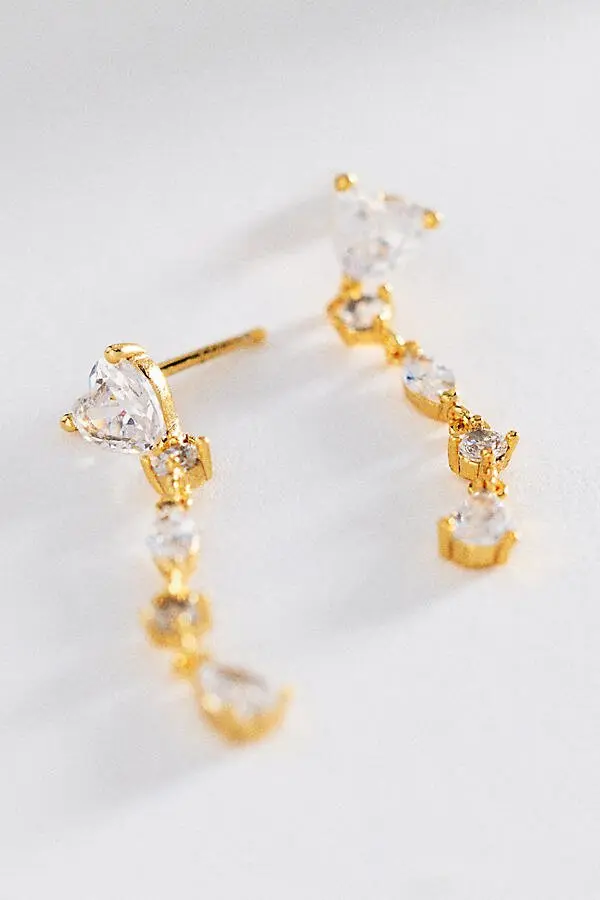 Anthropologie Delicate Crystal Drop Earrings - Gold