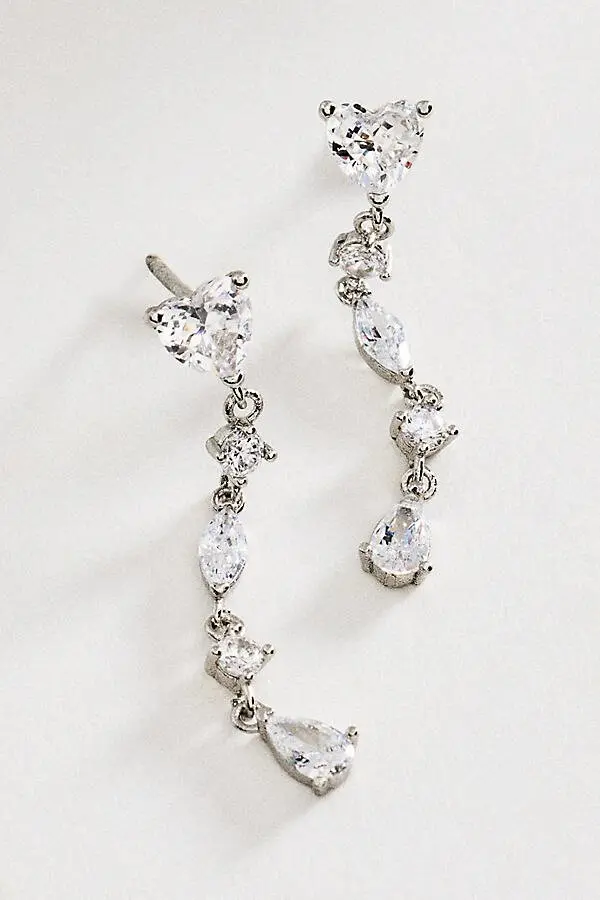 Anthropologie Delicate Crystal Drop Earrings - Silver