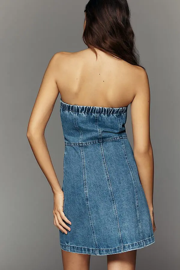 English Factory Strapless Denim Mini Dress