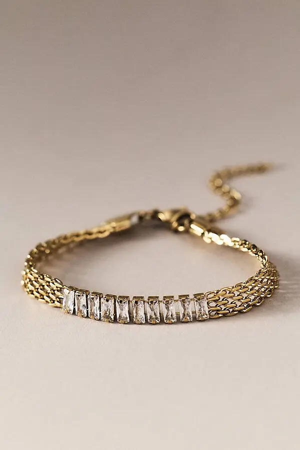 Anthropologie Art Deco Baguette Bracelet - Gold