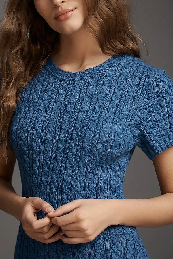 ROWING BLAZERS Short-sleeve Cableknit Pleated Dress