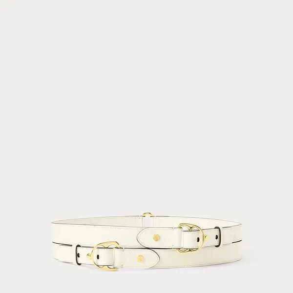Ralph Lauren Leather Equestrian Double-wrap Belt - White