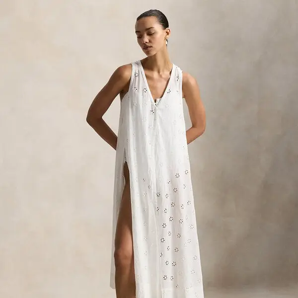 Ralph Lauren Cotton Eyelet Midi Cover-up - White