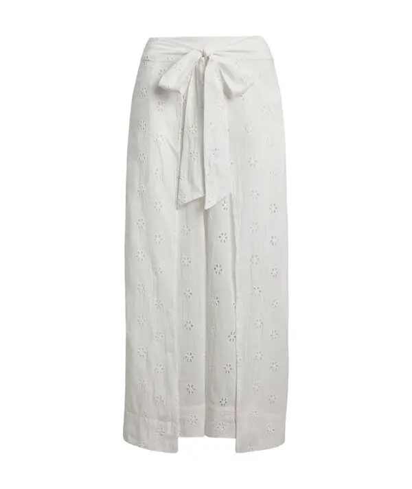 Ralph Lauren Cotton Eyelet Cover-up Wrap Pant - White