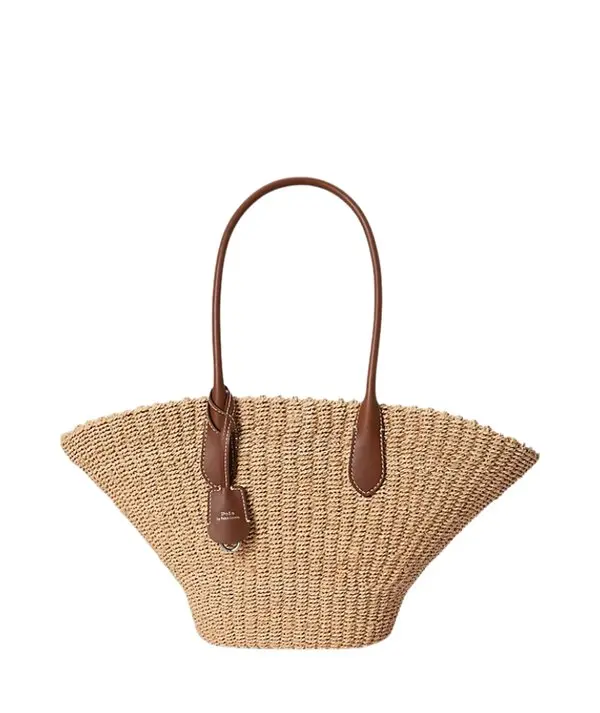 Ralph Lauren Bellport Raffia Basket Tote - Natural/cuoio