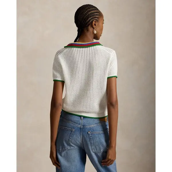 Ralph Lauren Striped-collar Pointelle Polo Shirt