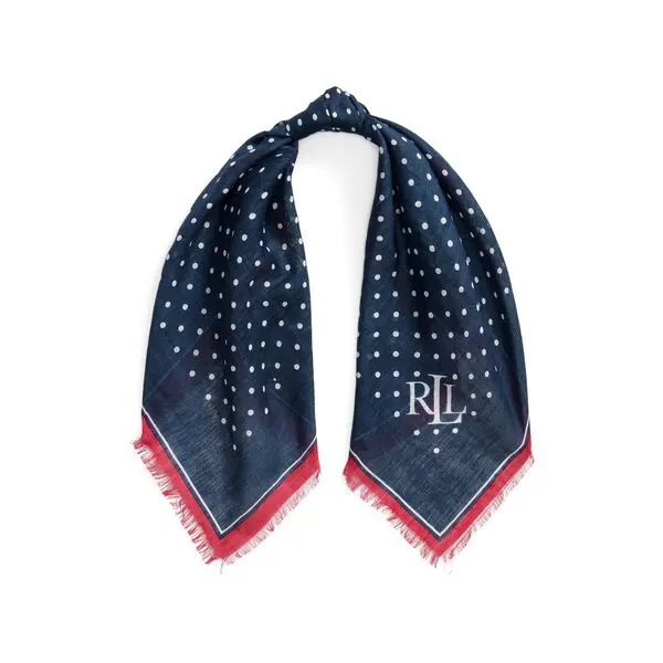 Ralph Lauren Polka-dot Linen-cotton Square Scarf