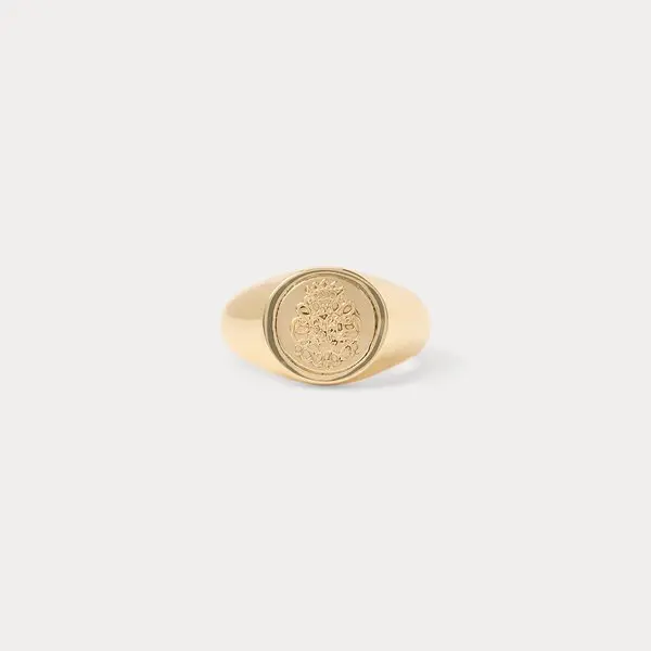 Ralph Lauren Plated Crest Signet Ring - Gold