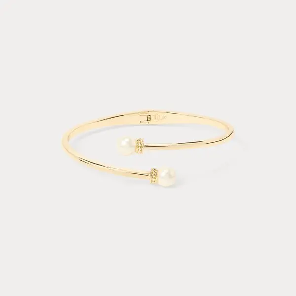 Ralph Lauren Gold-plated Faux-pearl Hinge Bangle - Gold/white