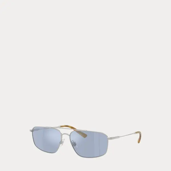 Ralph Lauren Polo Rectangle Aviator Sunglasses - Shiny Silver