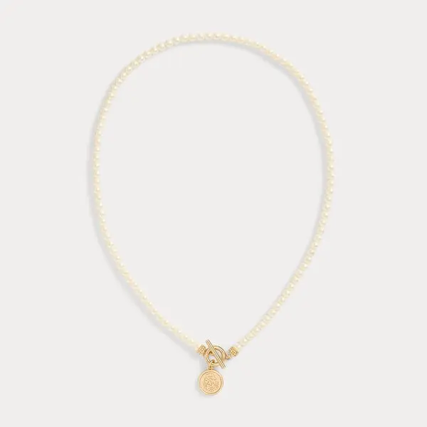 Ralph Lauren Faux- Necklace With Crest Pendant - Pearl