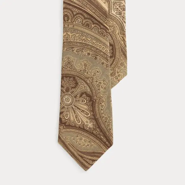 Ralph Lauren Paisley Linen-silk Tie - Cactus Green Multi
