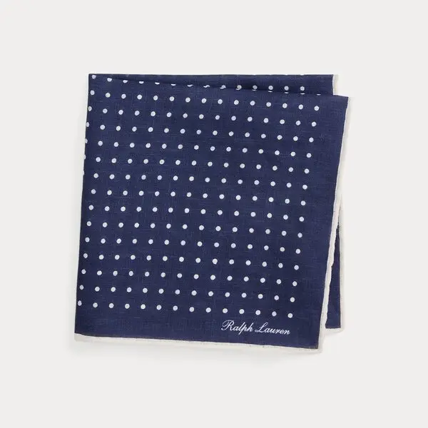 Ralph Lauren Dot-print Linen Pocket Square - Navy