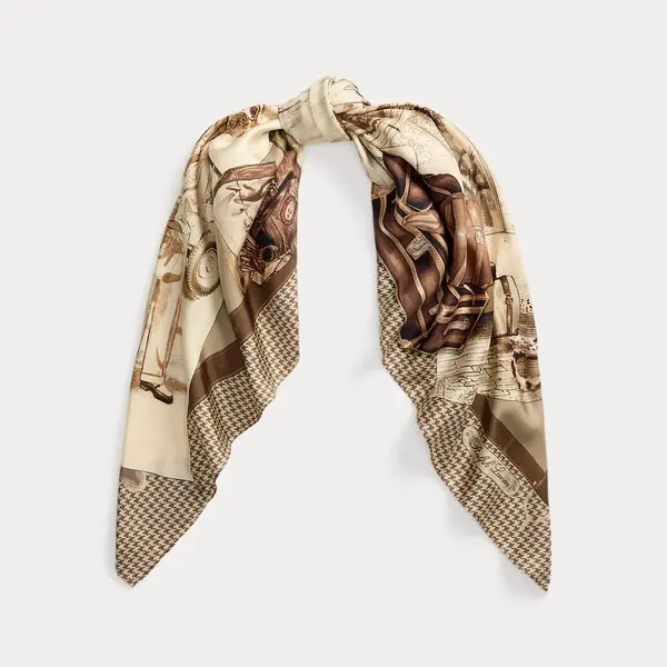 Ralph Lauren Travel-print Silk Square Scarf