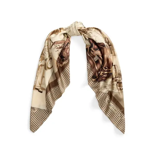 Ralph Lauren Travel-print Silk Square Scarf