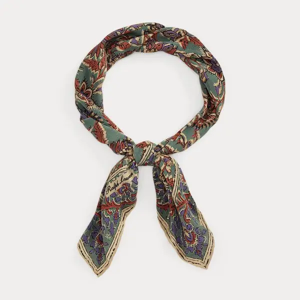 Ralph Lauren Paisley Silk Crepe Neckerchief - Green
