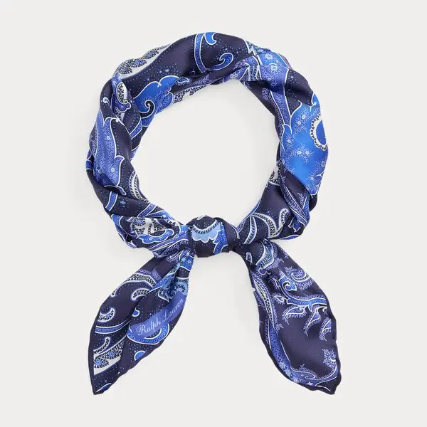 Ralph Lauren Paisley Silk Twill Neckerchief - Navy