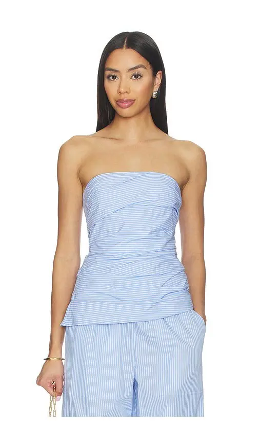 Simkhai Emerson Ruched Bustier Top - Blue