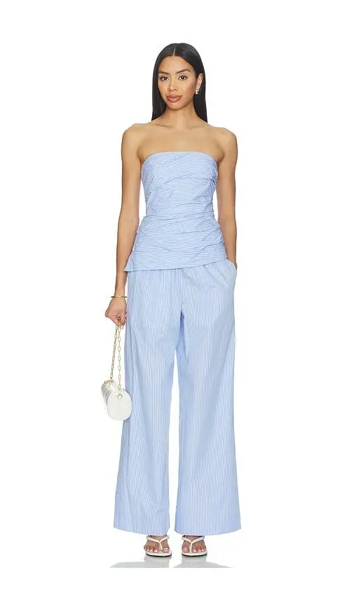 Simkhai Emerson Ruched Bustier Top - Blue
