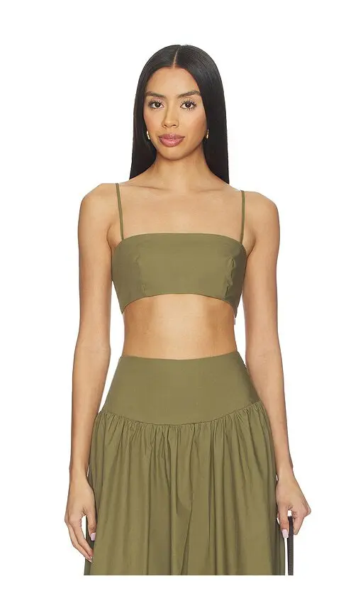 Susana Monaco X Revolve Poplin Crop String Top - Olive