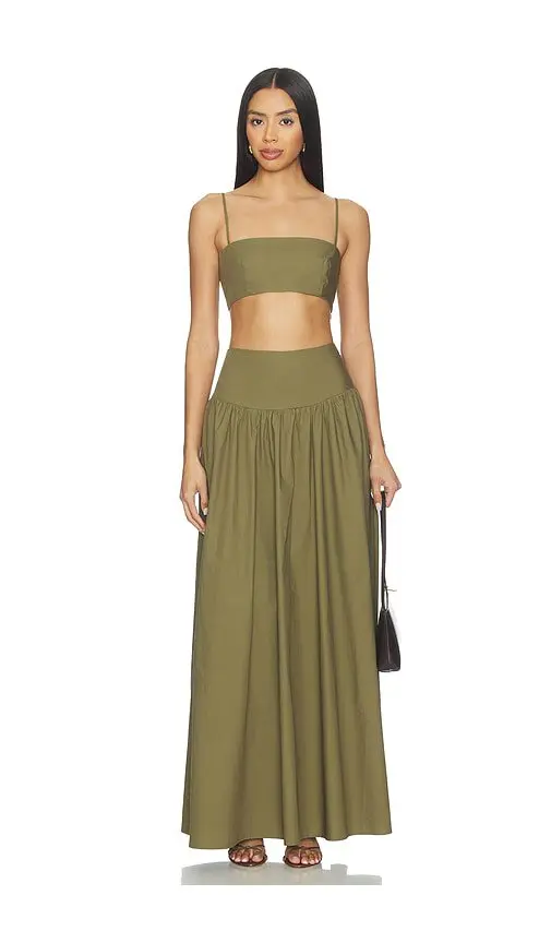 Susana Monaco X Revolve Poplin Crop String Top - Olive