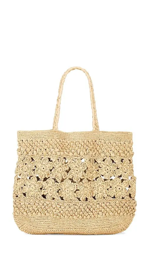 LoveShackFancy Large Sharlo Raffia Bag - Neutral