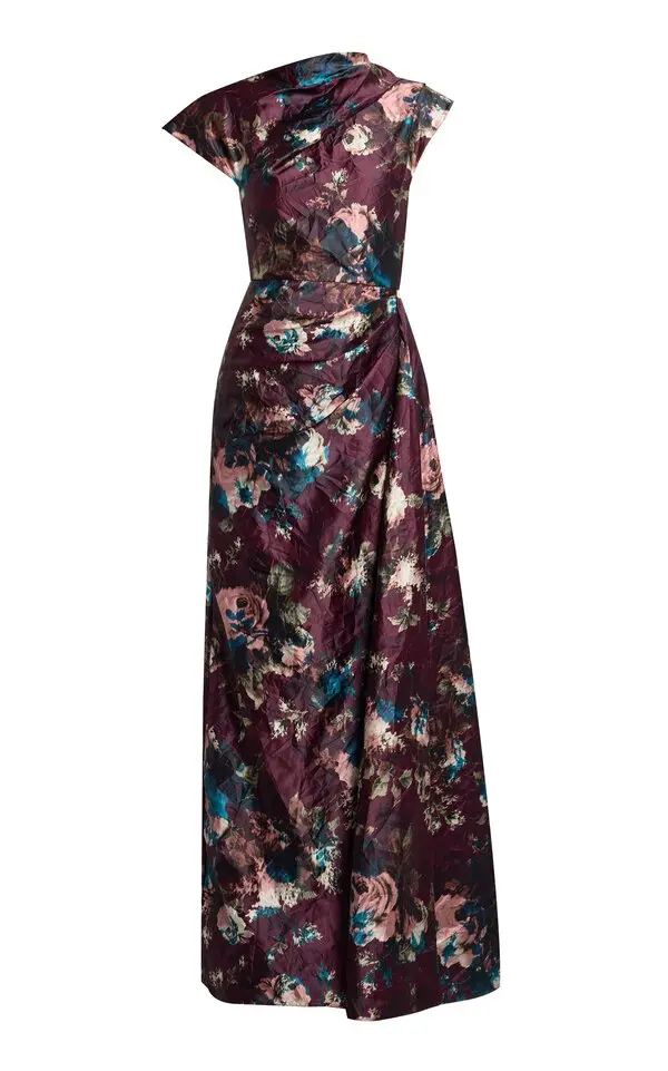 Erdem Textured Satin Draped Gown