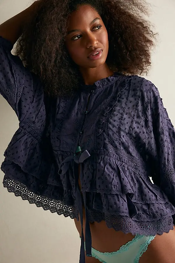 Free People Little Love Bed Jacket - Elderberry