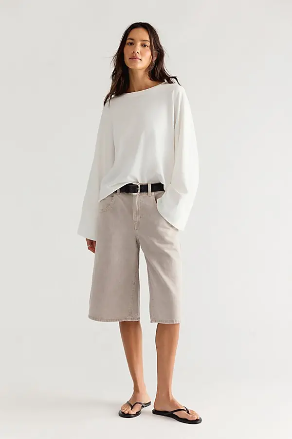LEVI'S Super Baggy Knee-length Denim Shorts - Pebbled Path