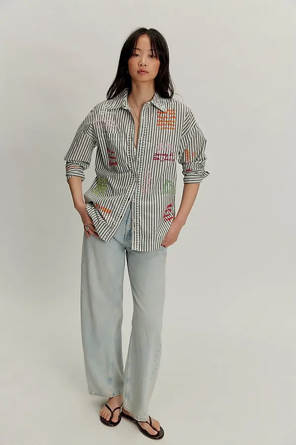 Free People Summer Road Trip Button Down