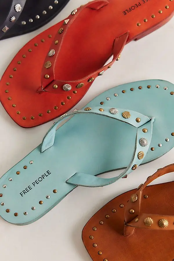 Free People Tide Flip Flops - Rust Leather