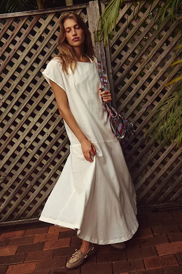 Free People Tierney Linen Maxi Dress - Clean Ivory