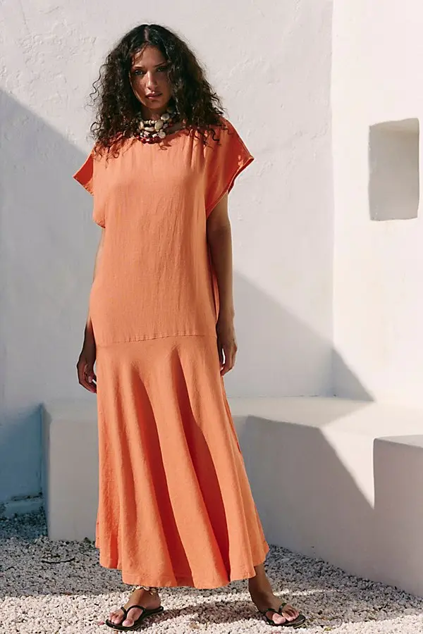 Free People Tierney Linen Maxi Dress - Dusted Clay