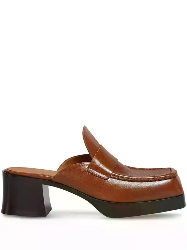 Marni 60mm Leather Mules - Brown